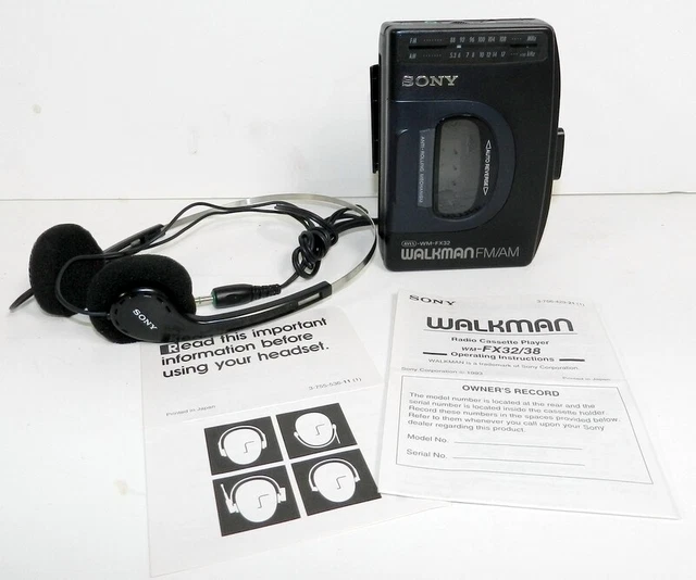 VINTAGE SONY WALKMAN WM-FX32 AM/FM Cassette with MDR-006 Headphones $39 ...