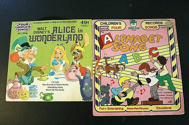 DISNEY ALICE IN Wonderland Record Book Lot Alphabet Song Teacher ...
