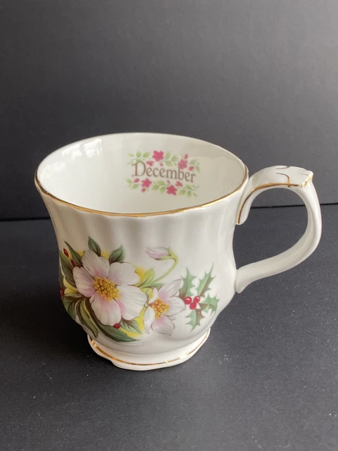 VINTAGE BONE CHINA Mug Flower Of The Month December Made In Taiwan $9. ...