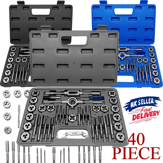 40 PIECES TAP and Die Set, Metric Thread Taps Dies Wrench Metric Sizes ...