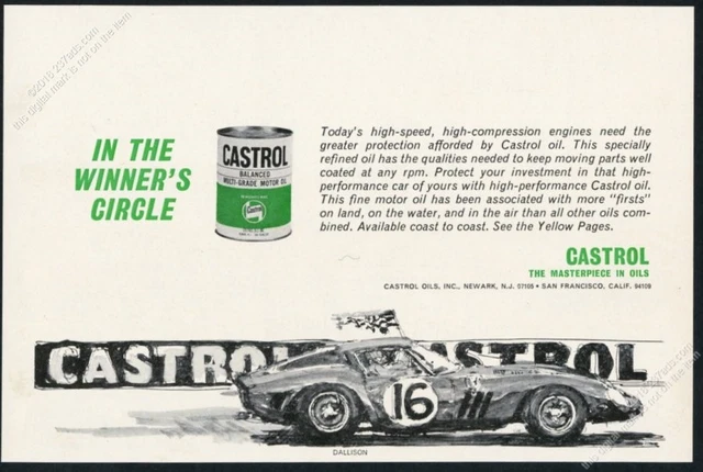 1964 FERRARI RACE car art Castrol motor oil vintage print ad £35.71 ...