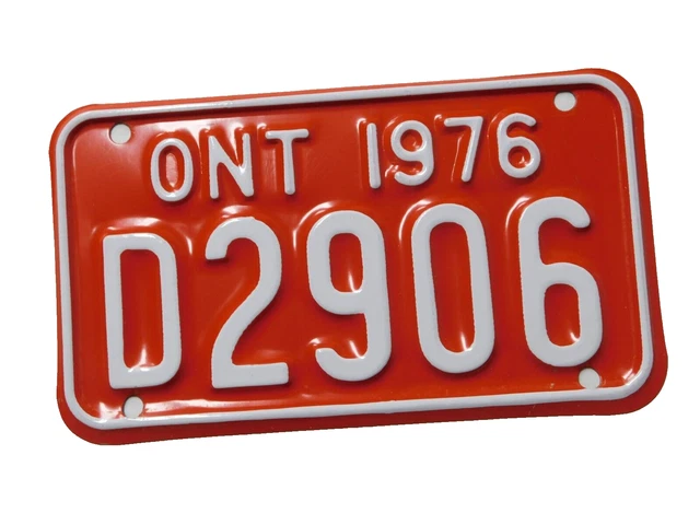 ONTARIO MOPED LICENSE Plate 1976 Mototorcycle Size Vintage Canada D2906 ...