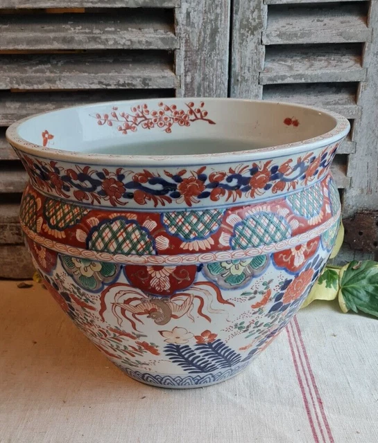 ANCIEN GROS CACHE Pot Porcelaine Imari Jardiniere Pot De Fleurs EUR 550 ...