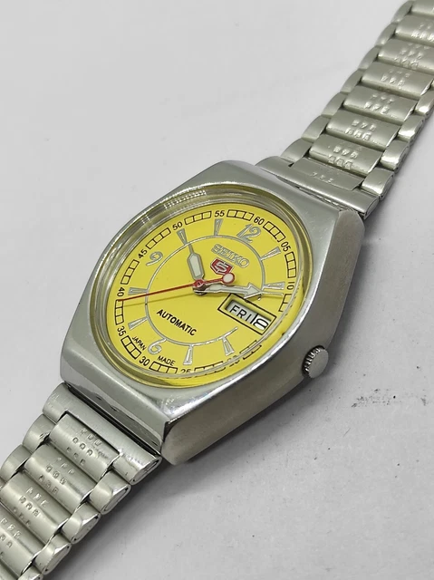 SEIKO 5 AUTOMATIC Cal-6309 Yellow Dial Day-Date Vintage Japan Men's Wrist Watch EUR 66,70 ...
