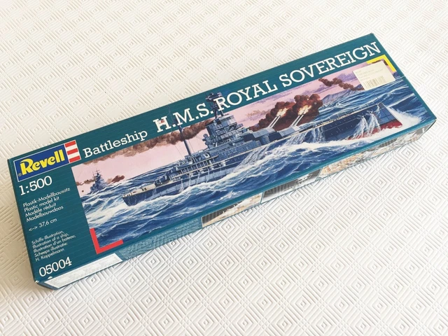 VINTAGE REVELL H.M.S Royal Sovereign Battleship model kit, 1:500 scale ...