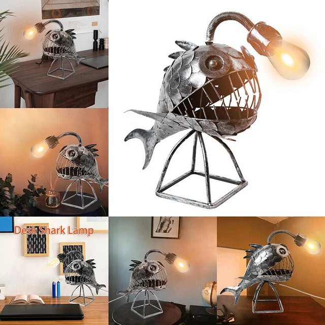 HANDMADE ANGLER FISH Desk Lamp Shark Lights Head Decoration USB Home ...