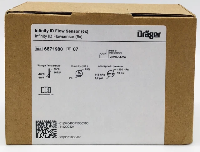 DRAGER 6871980 INFINITY ID Flow Sensor - Box of 5 $59.95 - PicClick