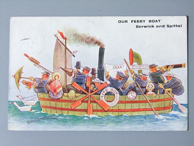 POSTCARD, CYNICUS COMIC, Berwick and Spittal Ferry Boat, Grade VG EUR 8 ...