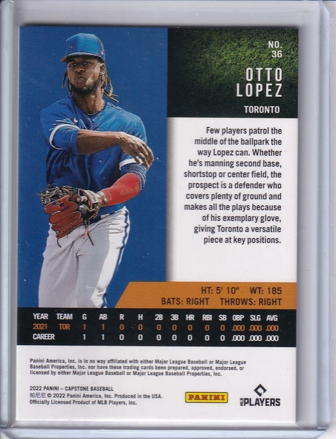 2022 PANINI CAPSTONE Baseball Otto Lopez Blue Parallel Rc-Toronto Blue ...