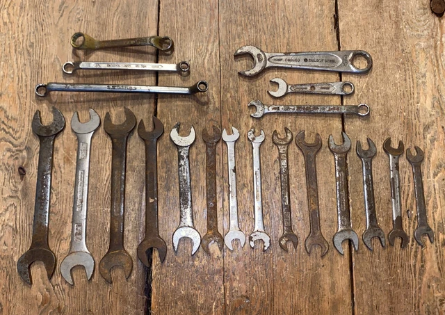 VINTAGE JOBLOT OF Spanners Whitworth Bsf Classic Car Garage Mechanics ...