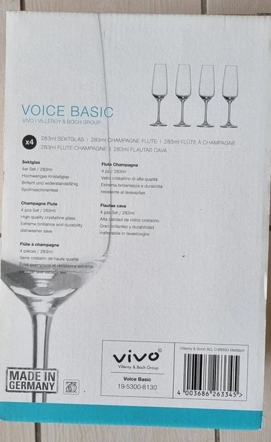 VIVO VILLEROY UND Boch Group Voice Basic Glas Sekt Glas 283 ml Set 4 ...