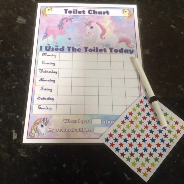 UNICORN TOILET TRAINING themed reward chart kids reward chart behaviour ...