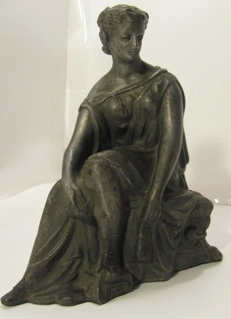 VINTAGE ROMAN GREEK Goddess Lady Spelter Neoclassical Clock Topper ...