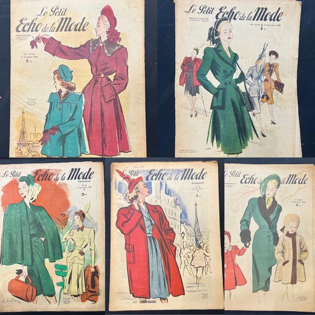 5 VTG LE PETIT ECHO de la MODE Weekly French Fashion Magazines 1946 ...