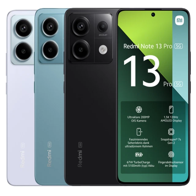 XIAOMI REDMI NOTE 13 Pro 5G 12+512G Smartphone 6,67 Zoll 200MP Android ...