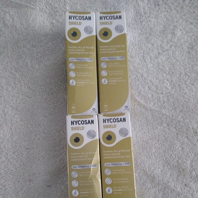 4 X HYCOSAN Shield Soothing Eye Drops 3ml Preservative £26.70 - PicClick UK