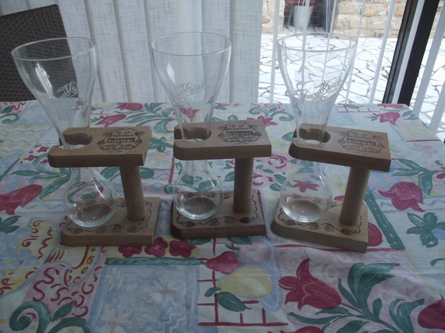 LOT DE 3 VERRES A BIERE KWAK, SUPPORT BOIS, VERRE 33 CL EUR 30,00 - PicClick FR