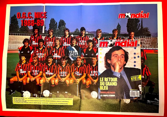 FOOTBALL MONDIAL N°105 de 1988 PLATINI COUPES D'EUROPE + POSTER OGC ...