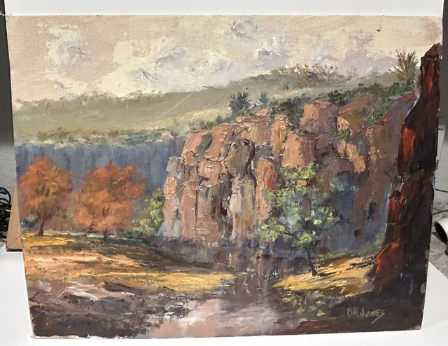 VINTAGE MOUNTAIN CANYON Landscape Original Oil Painting Signed $95.00 ...