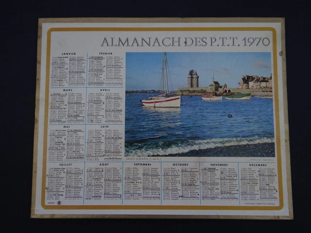 CALENDRIER ALMANACH 1970 Saint-Servan PTT calendar France calendario ...