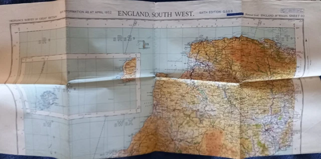 VINTAGE AIR NAVIGATION Map England, South West 1952 In Great Condition ...