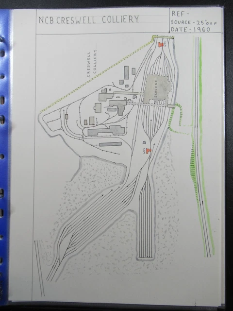 B039 - RAILWAY Plan Map NCB CRESWELL COLLIERY DERBYSHIRE - A4 Size £10. ...