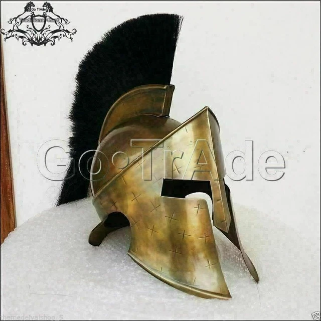Costume Helmet With Stand Antique Gold Spartan Helmet Replica - King ...