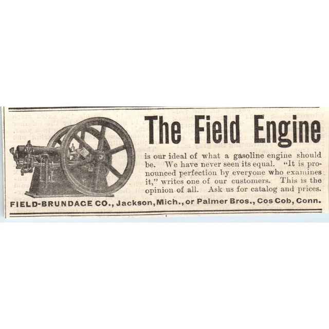 FIELD ENGINE FIELD-BRUNDAGE Jackson MI Palmer Bros Cos Cob CT 1905 Ad ...