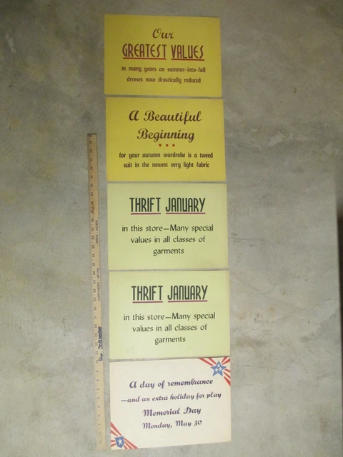 MEMORIAL DAY 1950S (5) store display sign vintage women's clothing TEXT ...