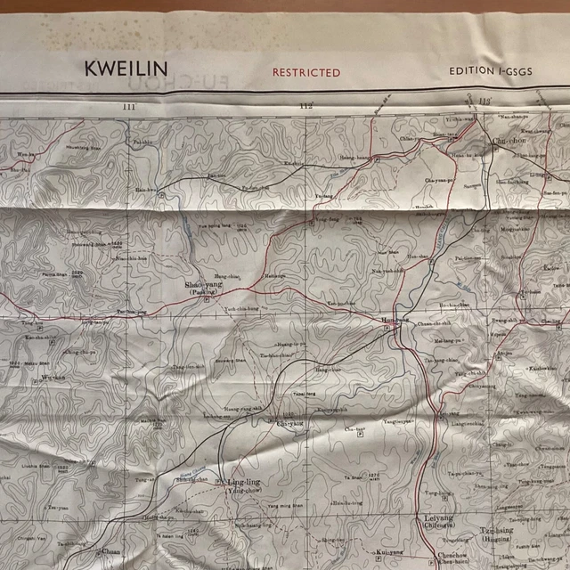 ORIGINAL 1957 BRITISH RAF FABRIC ESCAPE MAP: KWEILIN & FU-CHOU, CHINA ...