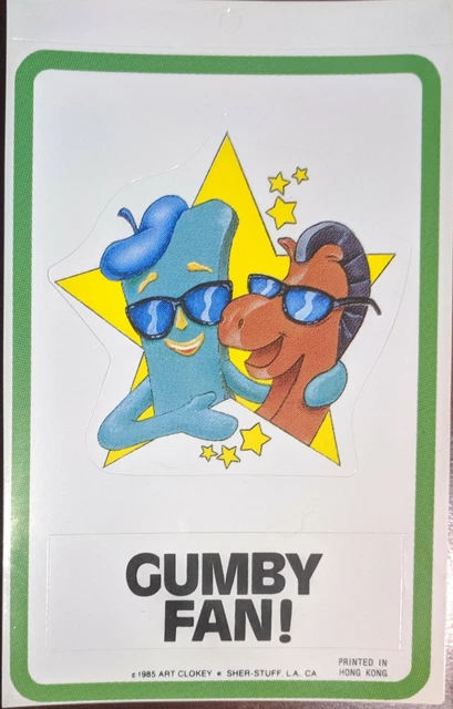 VINTAGE 80'S GUMBY & POKEY Stickers 4x6 in. Art Clokey CLAY ANIMATION ...