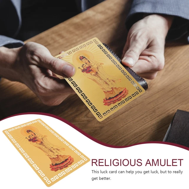 CHINESE STYLE ALUMINUM Alloy Amulet Card Kwan Yin Luck Protection Card ...