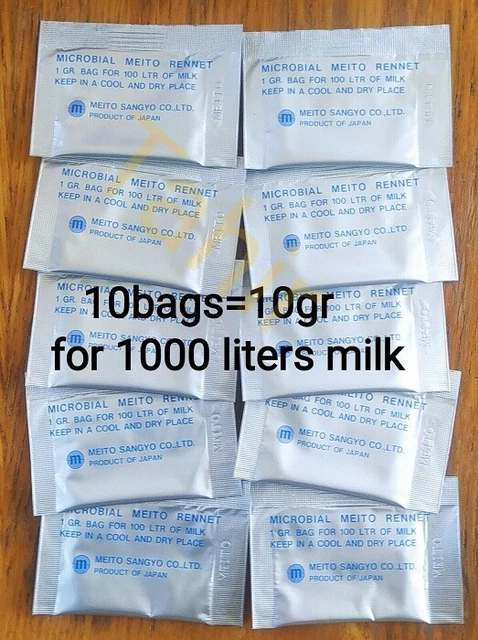 MEITO RENNET PEPSIN 10 bag=10gr=1000l milk. Rennet for Cheese making ...