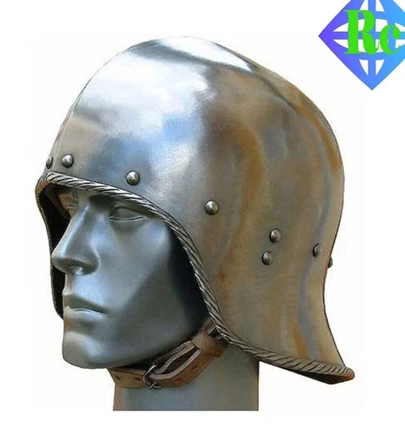 18G MEDIEVAL BASCINET Visor Helmet Medieval Bacinet Long Face Helmet ...