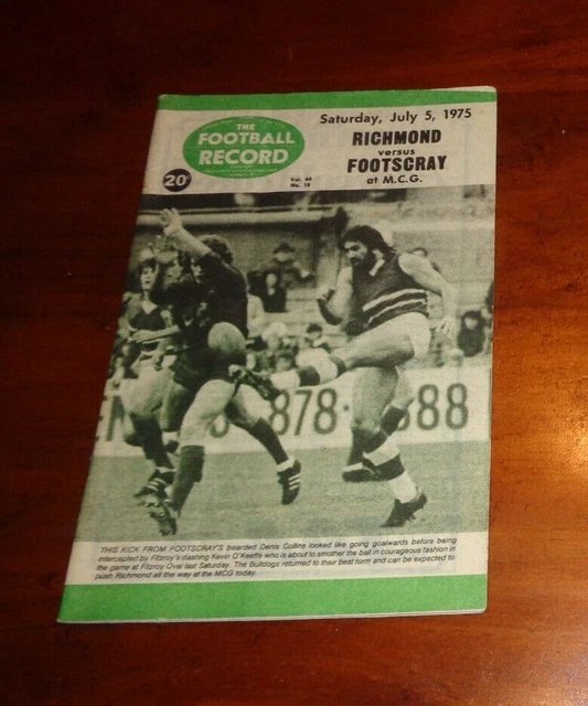 1975 VFL FOOTBALL Record Richmond V Footscray $8.90 - PicClick AU