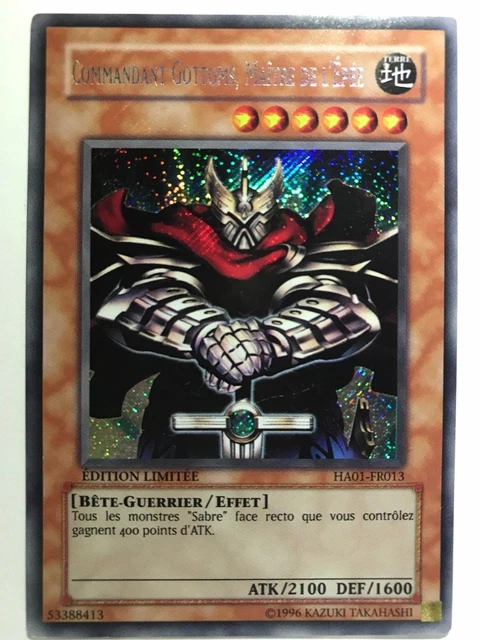 CARTE YU-GI-OH!COMMANDANT GOTTOMS, Maître de l'Epée (HA01-FR013) EUR 4,00 - PicClick FR