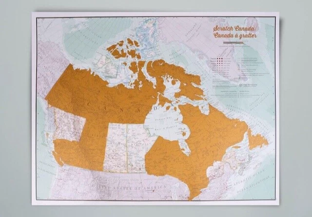 SCRATCH OFF CANADA Map 22”x17” Canadian Map Scratch Off Location Fun ...