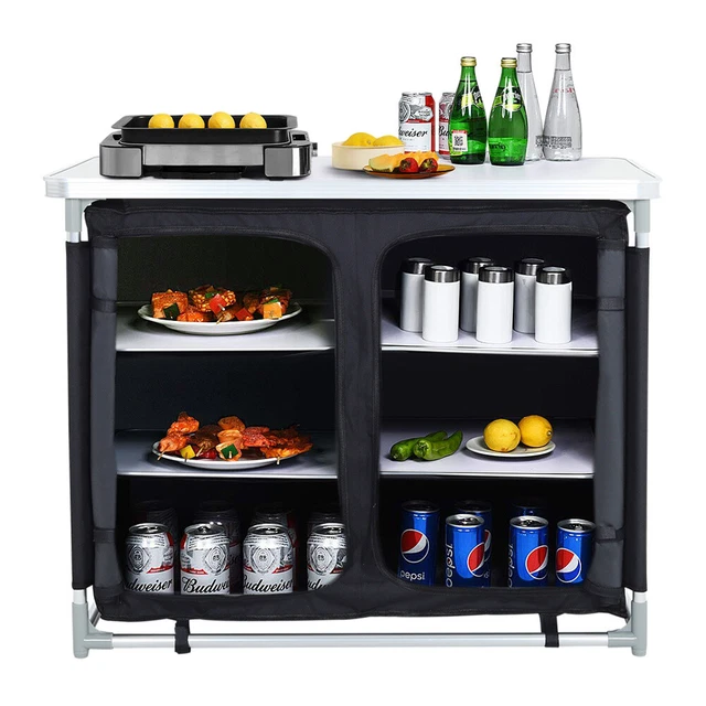 OUTDOOR 6 SHELF Camping Cupboard Aluminium Folding Kitchen Table ...