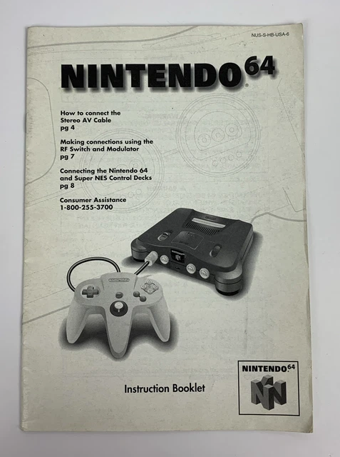NINTENDO 64 CONSOLE System Instruction Booklet Manual Only Book N64 $11 ...