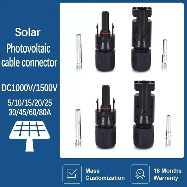 CABLE CONNECTOR PV Solar Photovoltaic Panel System Wiring 30-80A 1000 ...