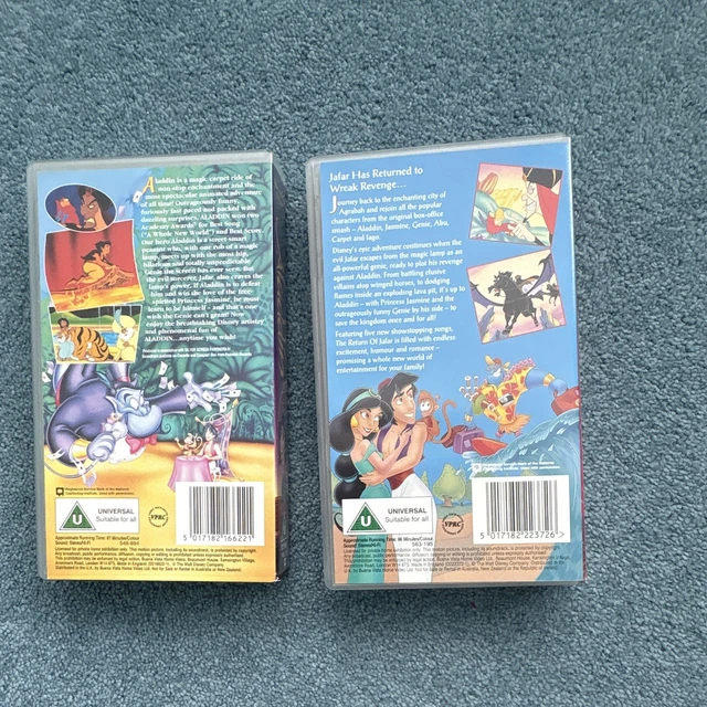 WALT DISNEY ALADDIN & Return of Jafar VHS Bundle PAL U Disney Classics ...