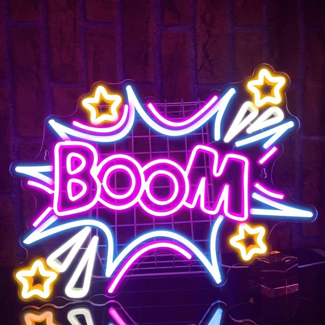 BOOM NEON LIGHT Cool Neon Signs for Wall Personalized Neon Signs USB £ ...