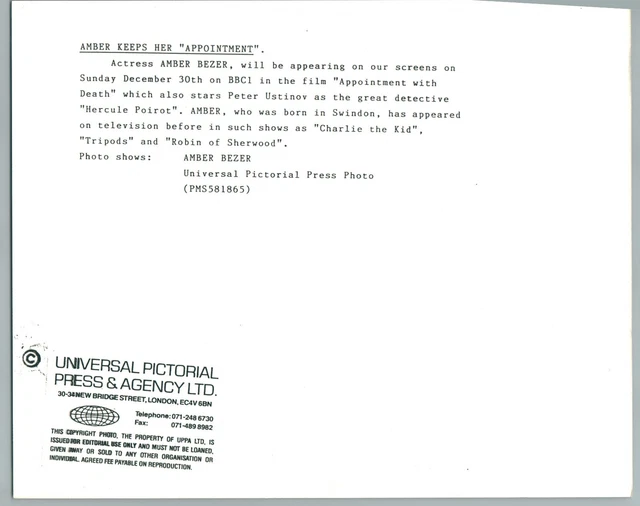 1980'S AMBER BEZER ACTRICE POSE PIN-UP GLAMOUR PHOTO VINTAGE PRESSE ...