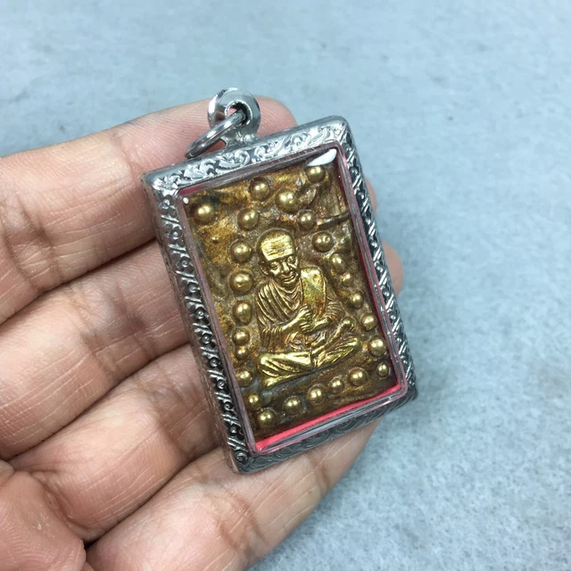 ANTICO AMULETO PHRA Somdej Toh 2 lati Wat Phra Kaew Buddha tailandese ...