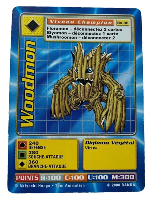 CARTE WOODMON DIGIMON 1999 bandai toei animation bo 86 French cards FR ...