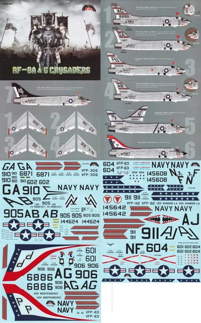 ZOTZ DECALS 1/32 RF-8A/G Crusader VFP-62 VFP-63 Det 42 VFP-306 ...