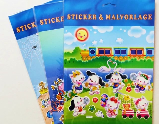 3 STICKER MALVORLAGEN Malen Stickerbogen Stickerbogen Aufkleber ...