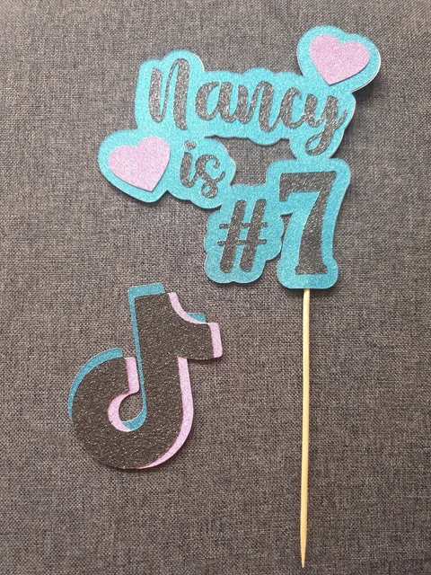 TIKTOK BIRTHDAY CAKE Topper - Personalised - Inspired - Name - Age £10. ...