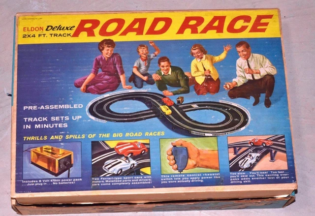 VINTAGE 1962 ELDON Road Race Car Set Complete lightly used Nice Box $99 ...