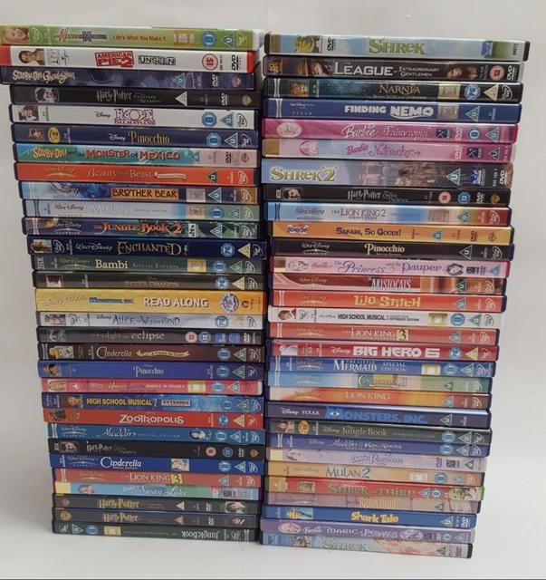 JOB LOT BUNDLE of 70 Kids Family Films DVDs Disney Pixar DreamWorks $18 ...